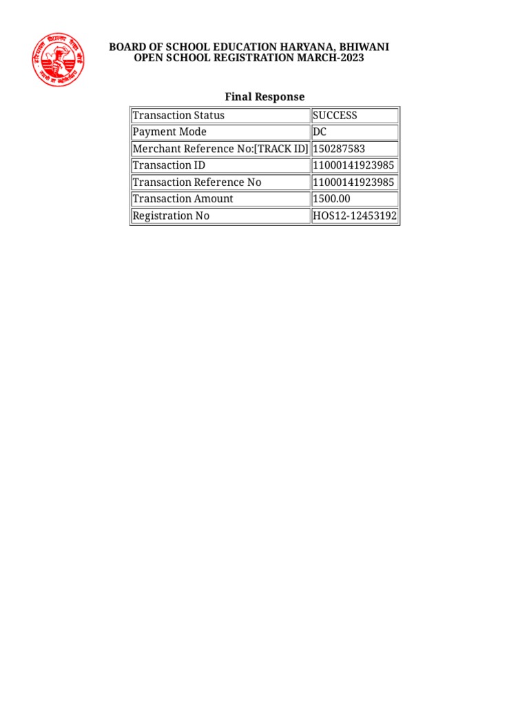 Bseh Fees Slip | PDF