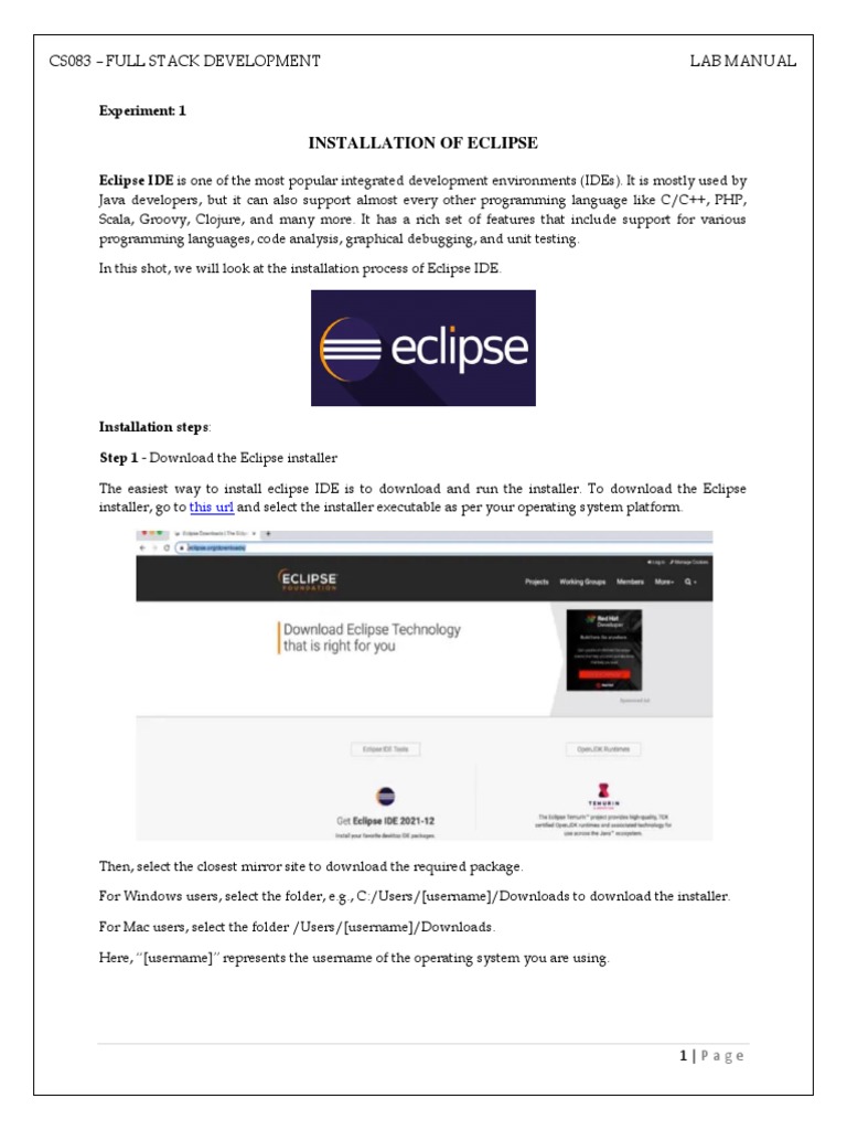 FSD - Lab Manual | PDF | My Sql | Eclipse (Software)
