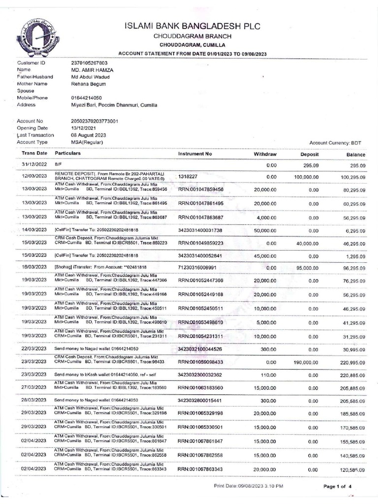 Islami Bank Statement | PDF