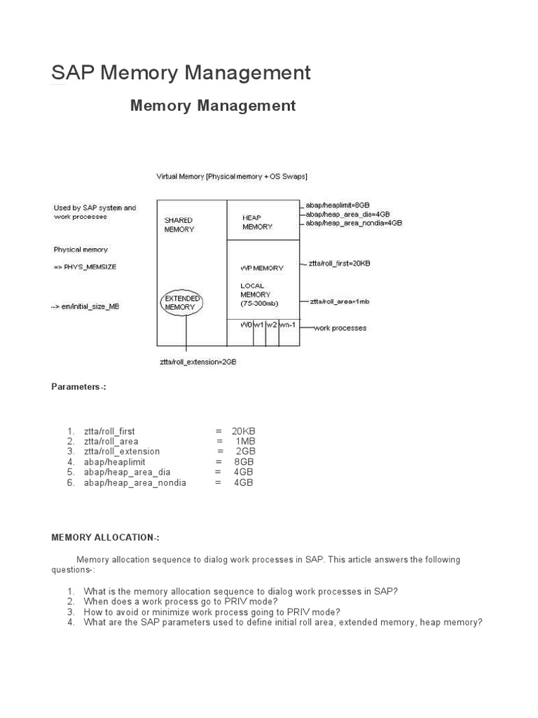 SAP Memory Management | PDF | Operating System | Process (Computing) SAP Memory Management | PDF | Operating System | Process (Computing)