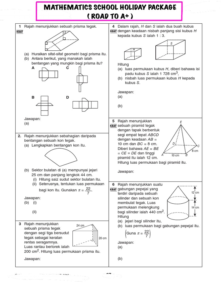 School Holiday Package - Road To Mathematics A+ | PDF