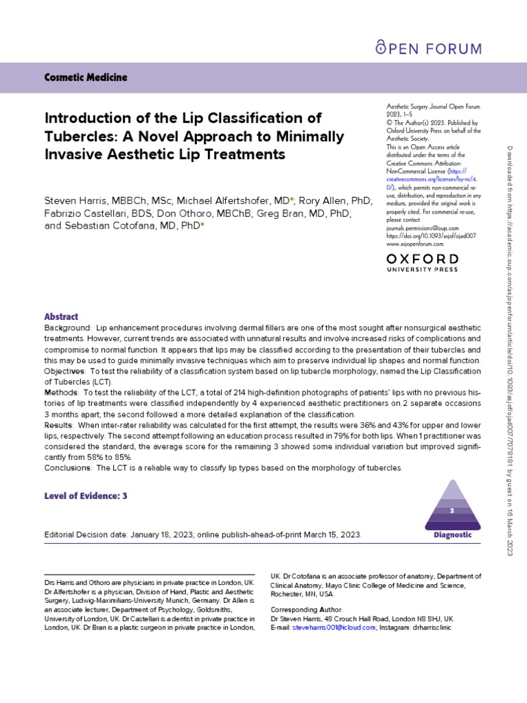 Introduction of The Lip Classification of Tubercles: A Novel Approach ...