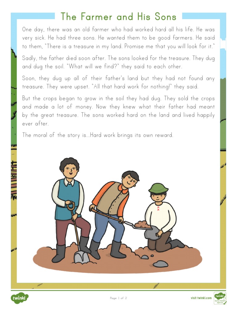 Michaela Second Grade The Farmer and His Sons Reading Comprehension ...
