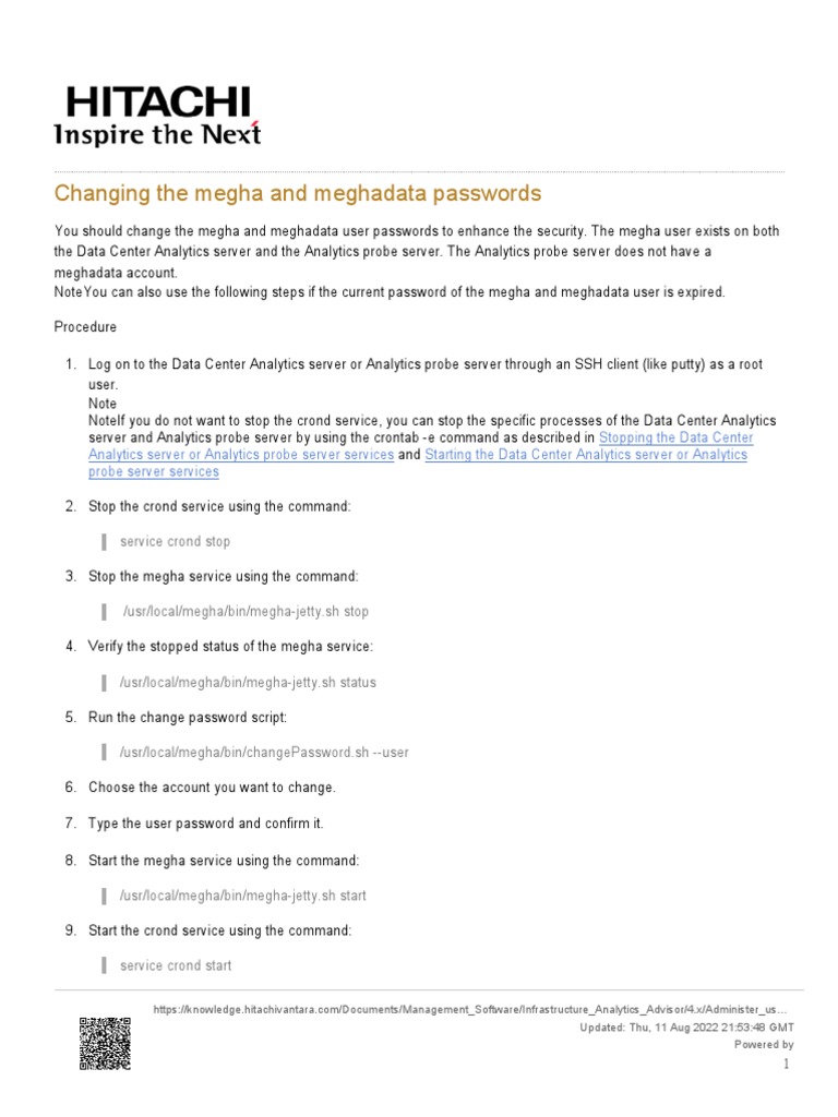 Changing The Megha and Meghadata Passwords | PDF | Password | Server (Computing)