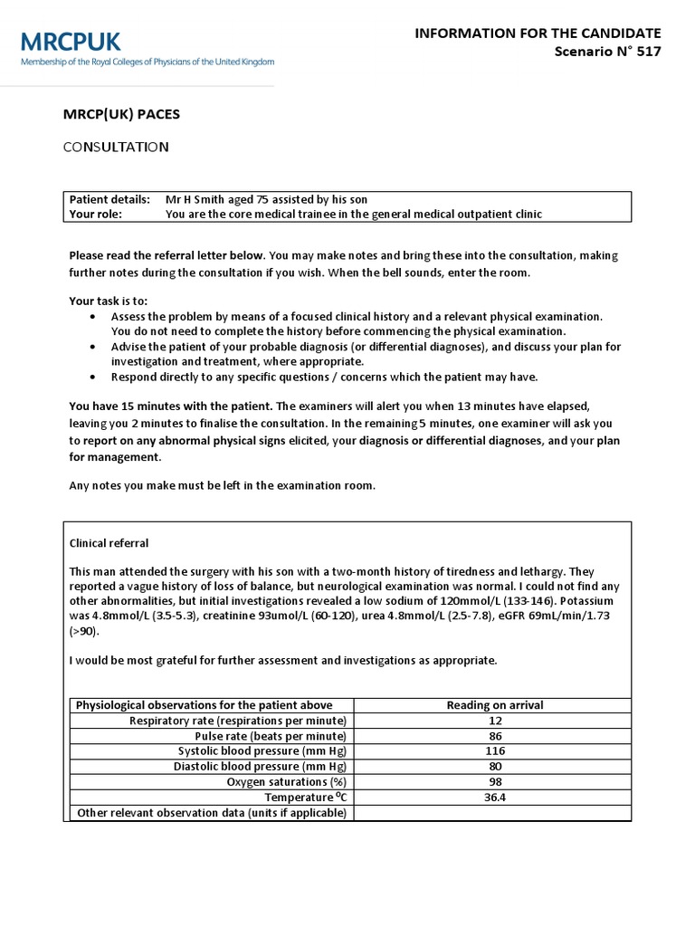 PACES23 Scenario Videos - Consultation With Surrogate | PDF | Blood ...