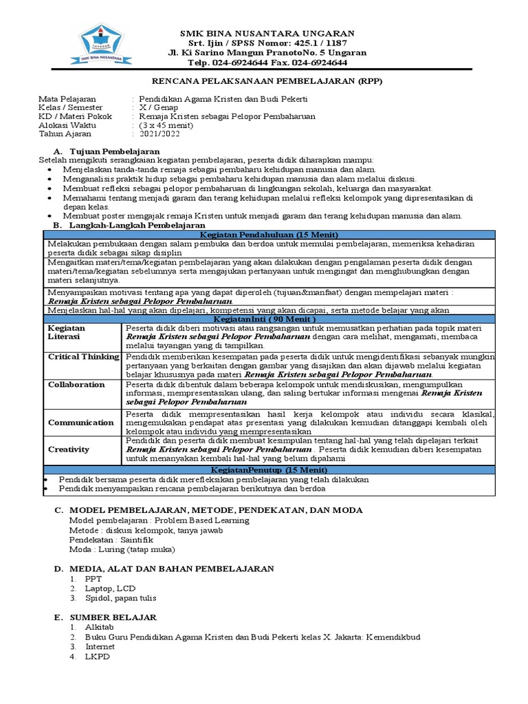 RPP Pak 14 X 2021-2022 | PDF