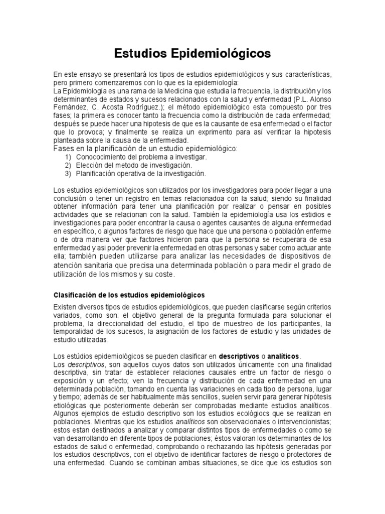 Tipos de Estudios Epidemiológicos | PDF | Epidemiología | Población