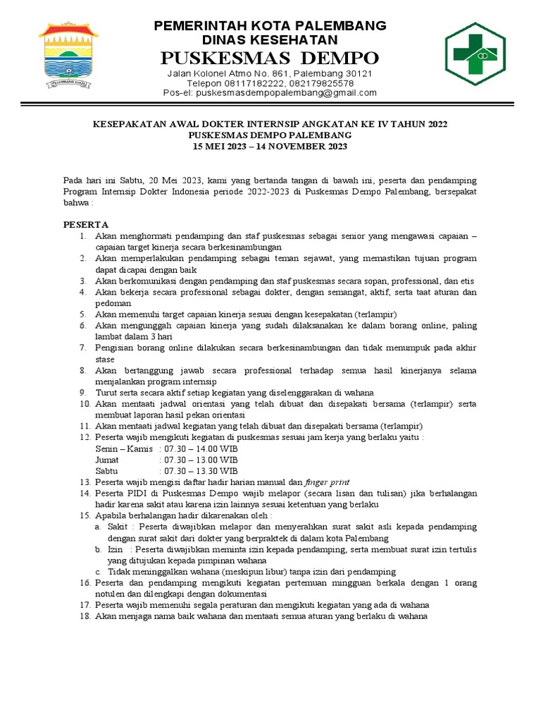 KESEPAKATAN AWAL PIDI ANGK. IV 2022 Dr. Ririn | PDF | Karier & Perkembangan