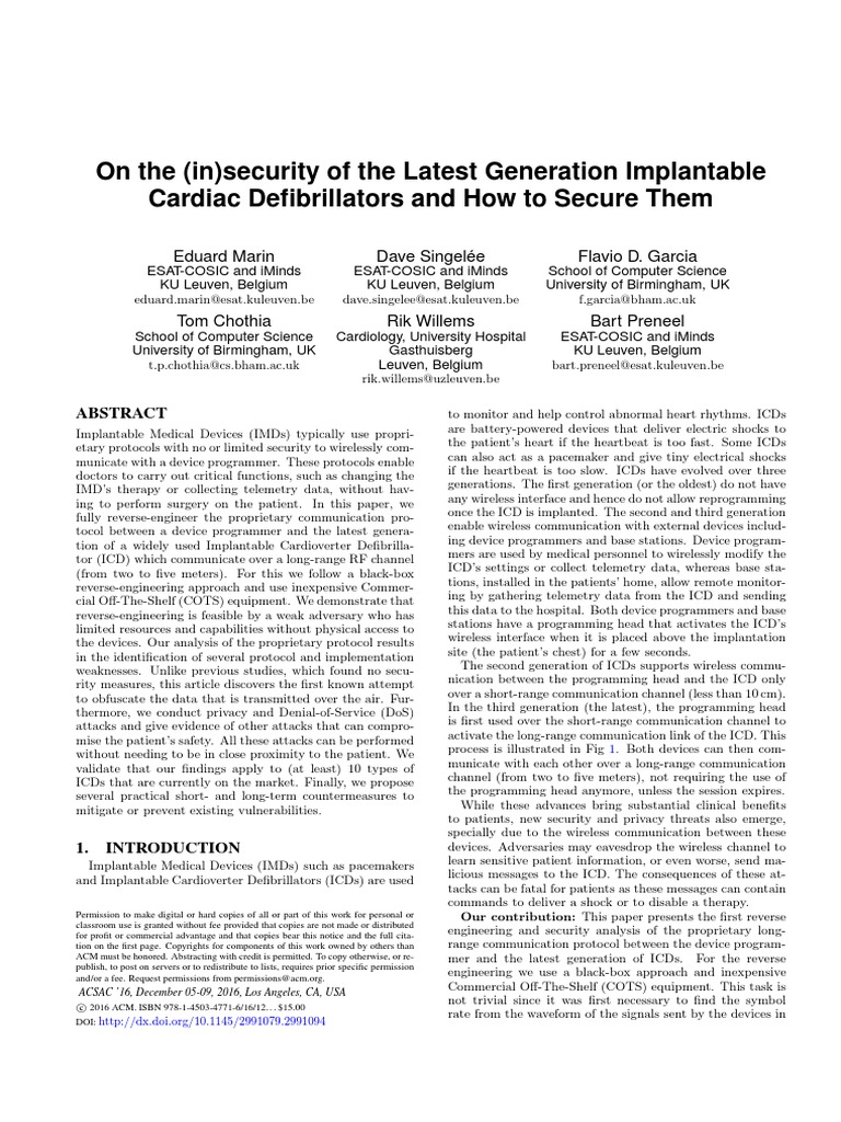 On The (In) Security of The Latest Generation Implantable Cardiac ...