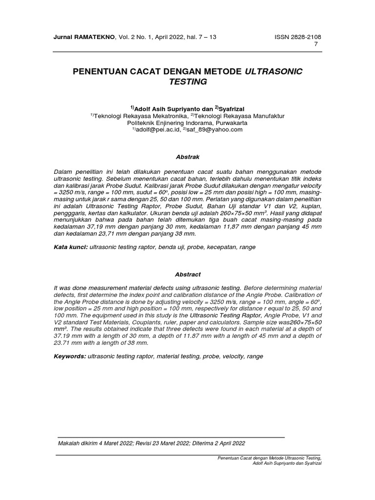 M02 Adolf Elektra Penentuan Cacat Dengan Metode Ultrasonic Testing ...