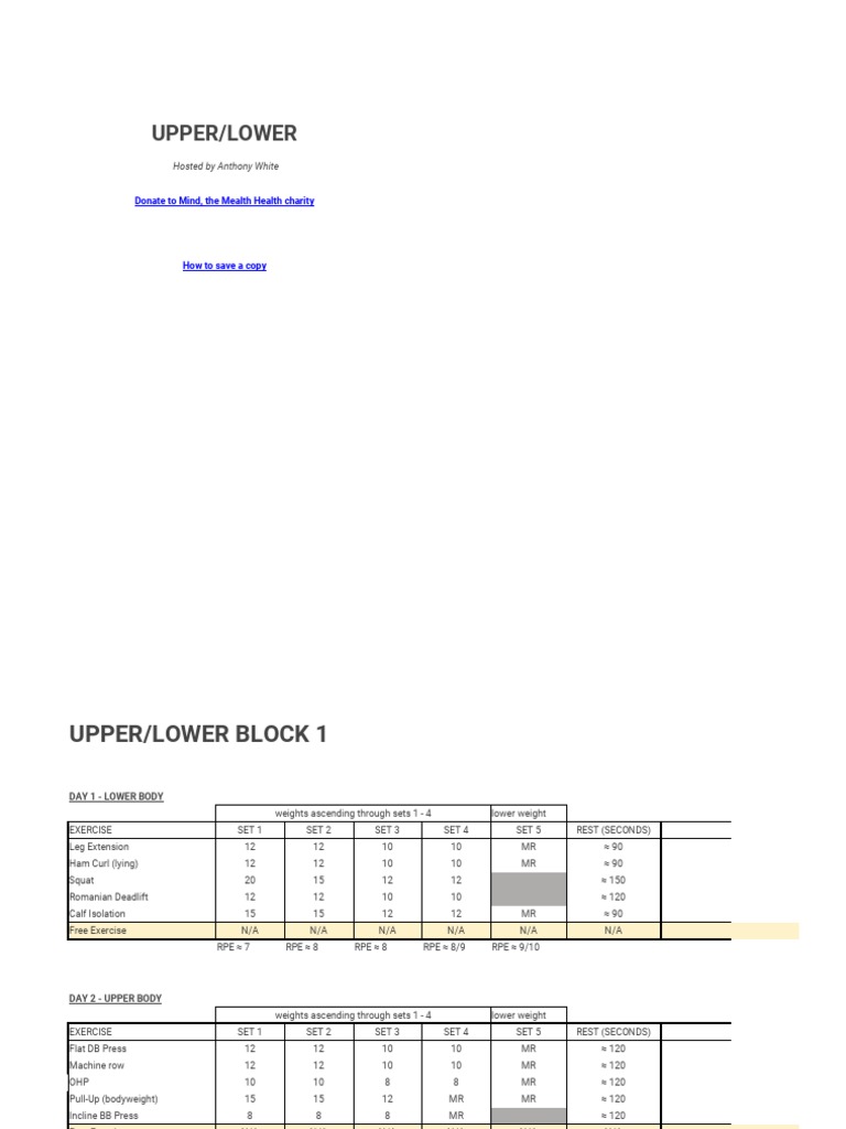Joey Delaney Free Upper - Lower Program | PDF | Management Of Obesity | Physical Exercise