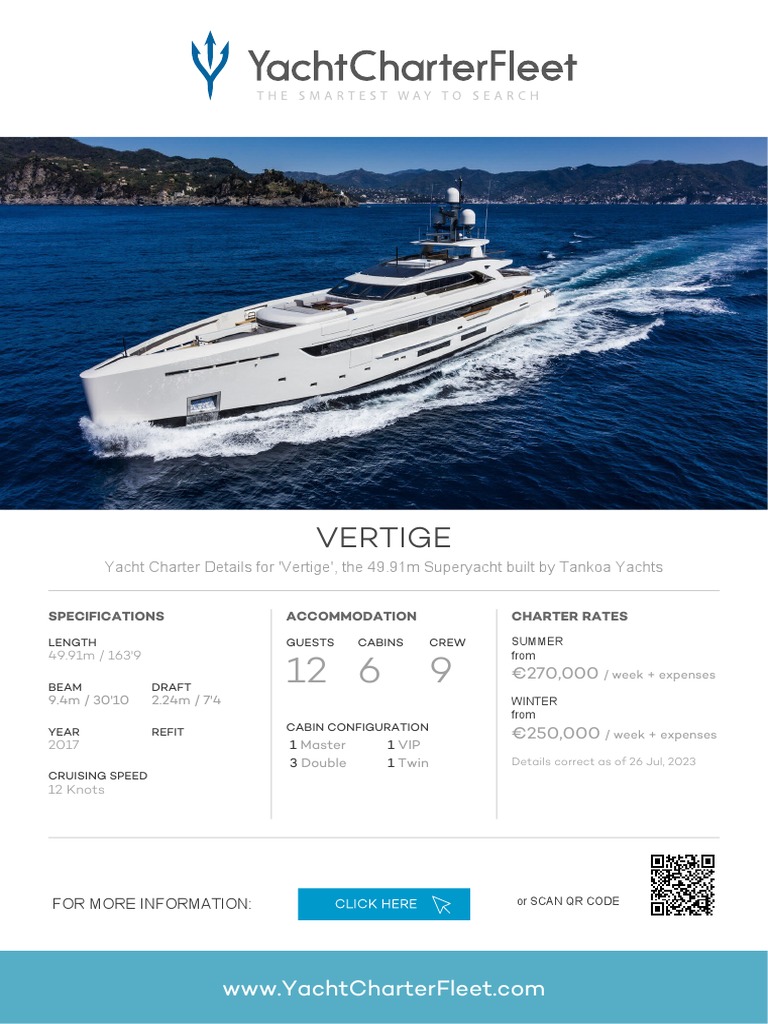 Vertige Yacht Charter Printable | PDF | Yacht | Shipping