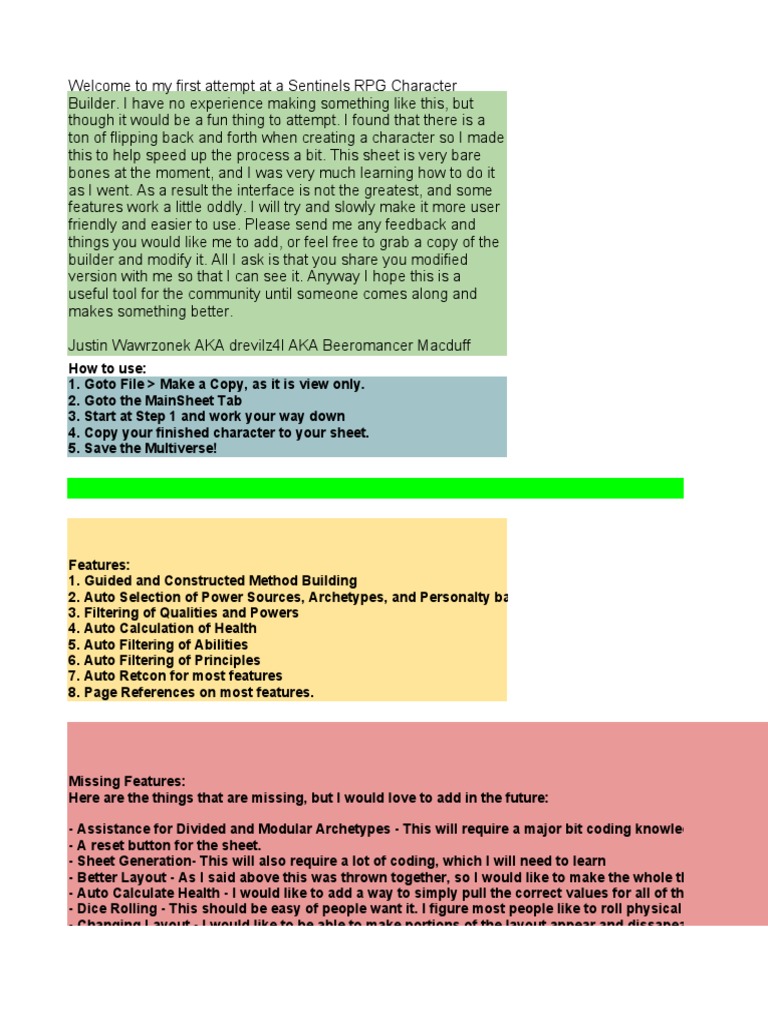 Sentinel Comics RPG Character Builder | PDF