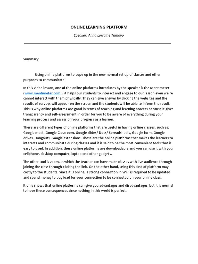 Benefits of Online Learning Platforms | PDF