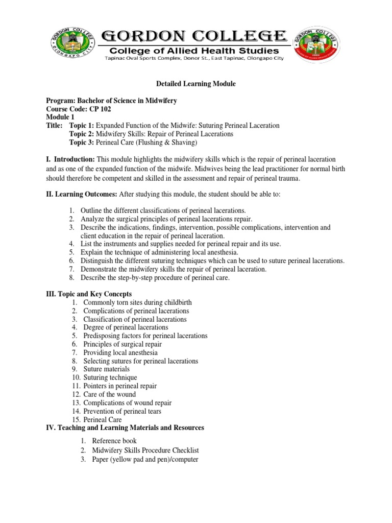 1 CP Suturing, Repair, Perineal Care | PDF | Surgical Suture | Childbirth