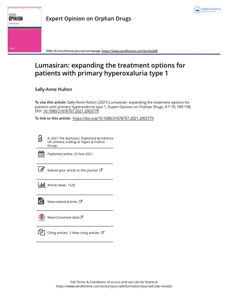 Lumasiran Expanding The Treatment Options For Patients With Primary ...