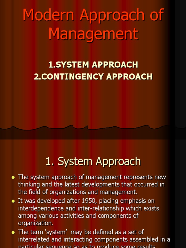 Modern Management: System Approach Overview | PDF | System | Employment