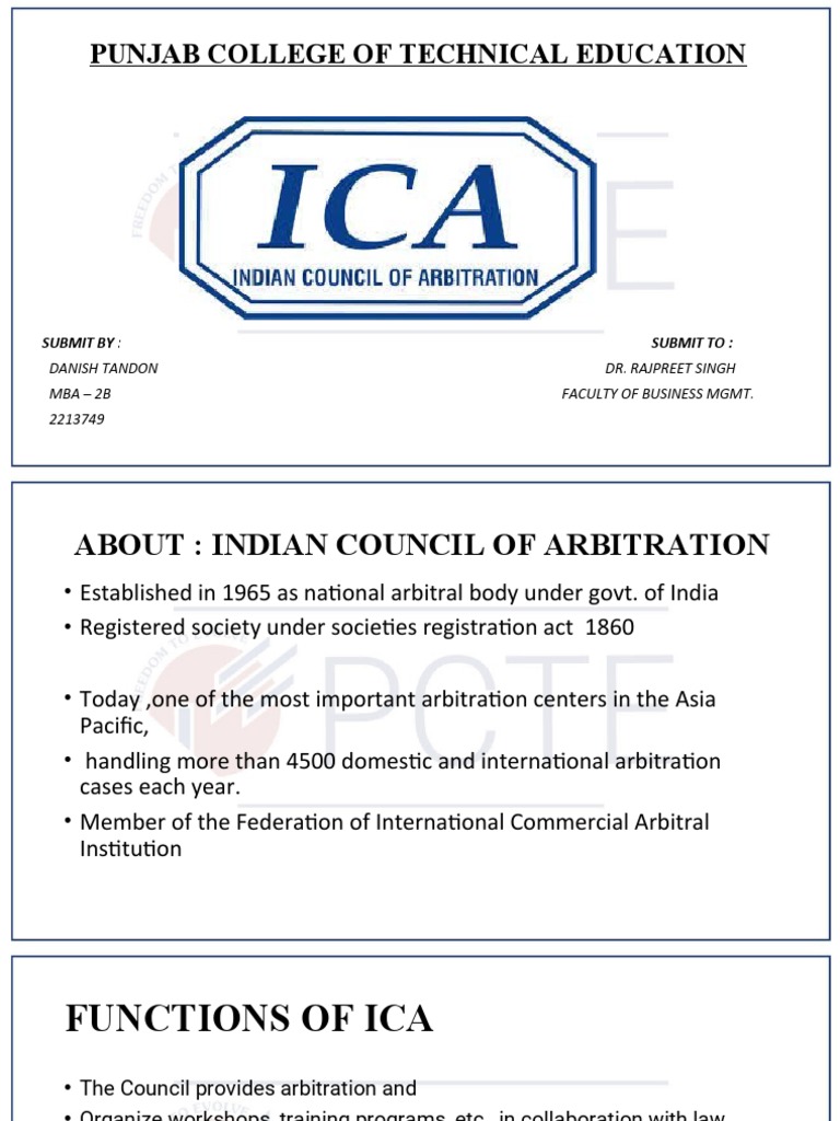 Indian Council of Arbitration Overview | PDF | Arbitration | Justice