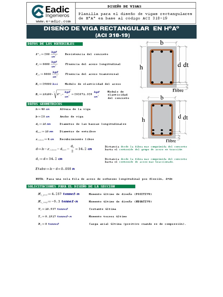 Diseño de Vigas Rectangulares | Descargar gratis PDF | Viga (Estructura) | Concreto reforzado