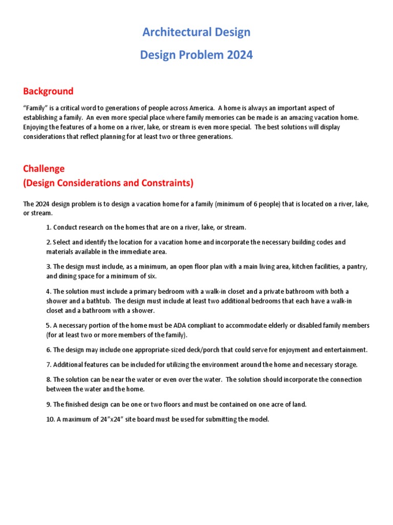 Architectural Design 2024 Design Problem - Themes and Problems ...