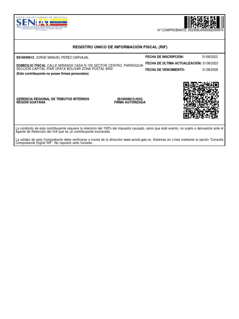 Formato de Rif en PDF | PDF