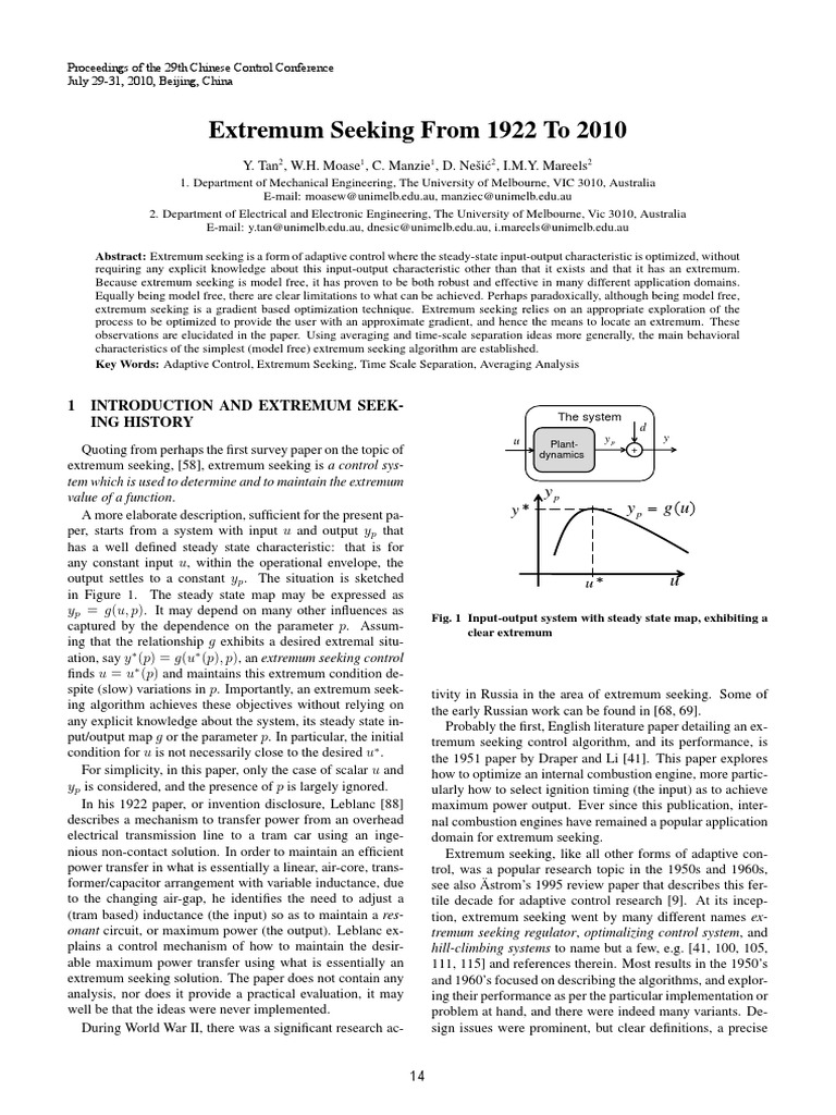 Review Extremum Seeking | PDF | Function (Mathematics) | Algorithms