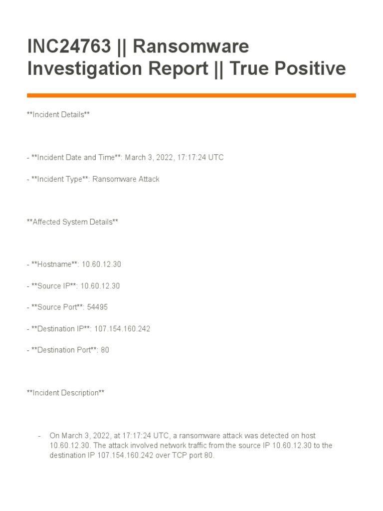 Ransomware Investigation Report Summary | PDF | Ransomware | Computer ...