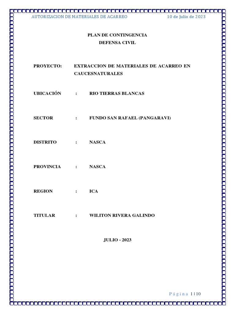 Plan de Contingencia Defensa Civil | PDF | Defensa Civil | Primeros auxilios