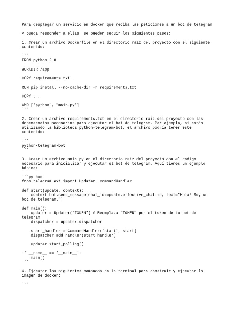 Bot de Telegram en Docker: Guía Rápida | PDF