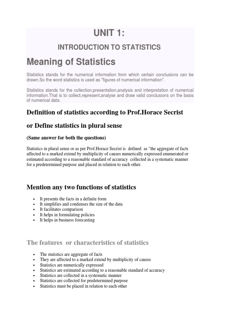 Unit 1 | PDF | Statistical Classification | Statistics