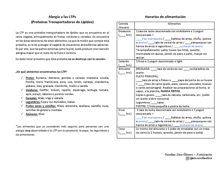 Pauta Alergia LTP | PDF | Legumbre | Comida y bebida