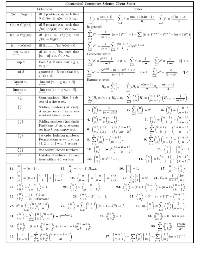 Cheat | PDF | Mathematics | Mathematical Objects