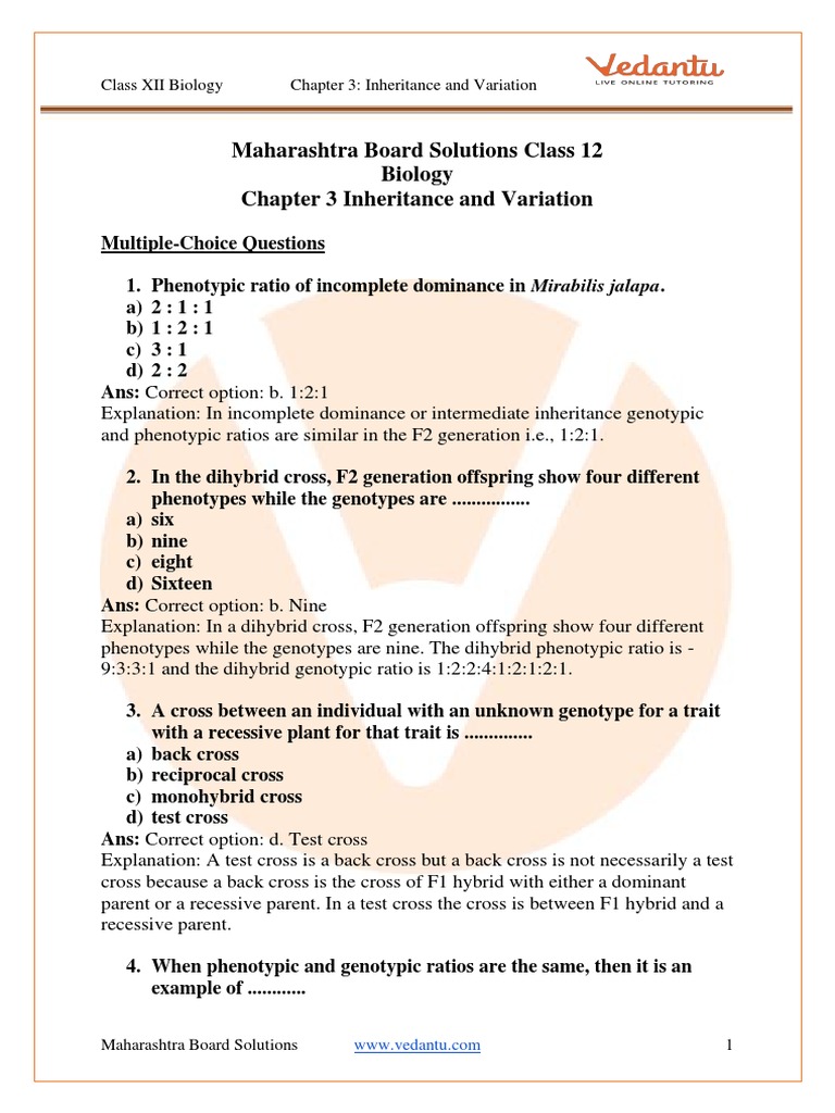 Inheritance and Variation in Biology | PDF | Dominance (Genetics ...
