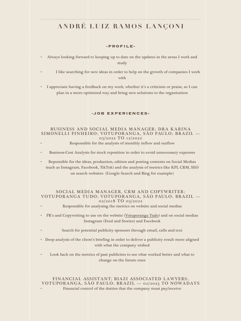 André S Resume | PDF | Business | Business Economics