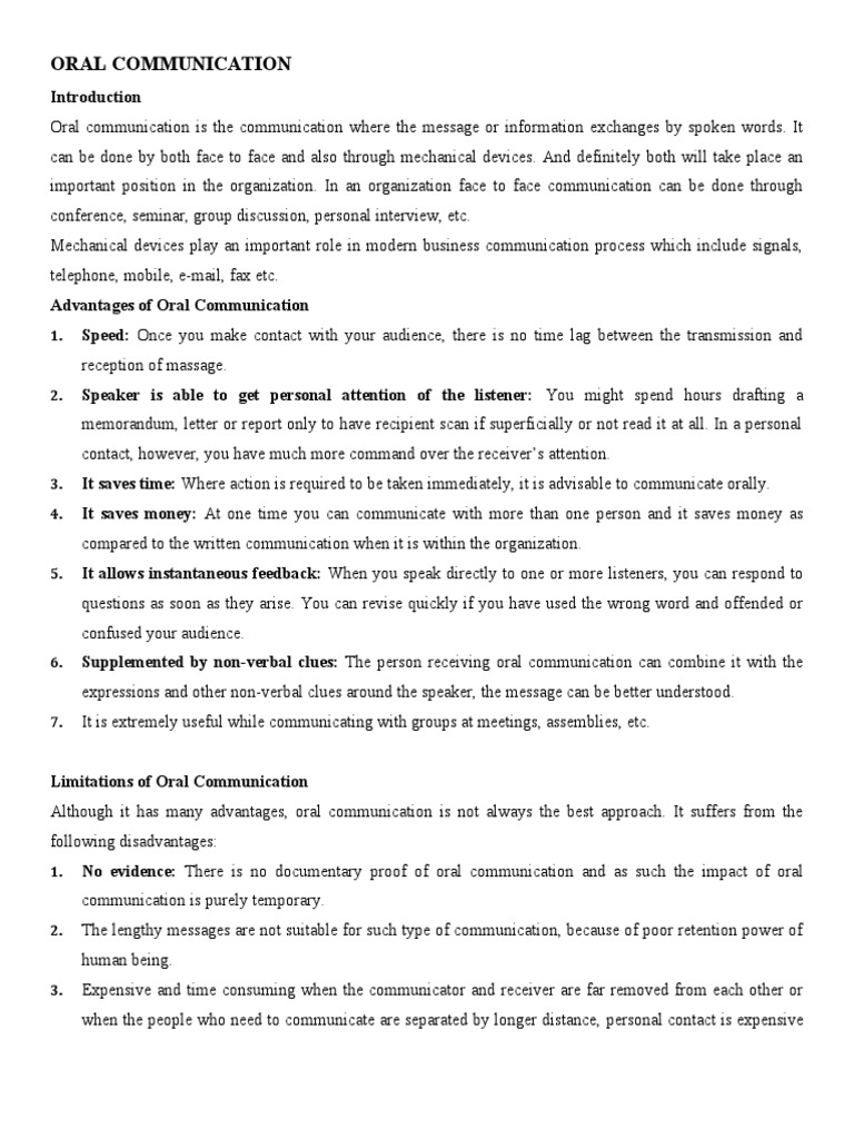 Oral Communication | PDF | Nonverbal Communication | Communication