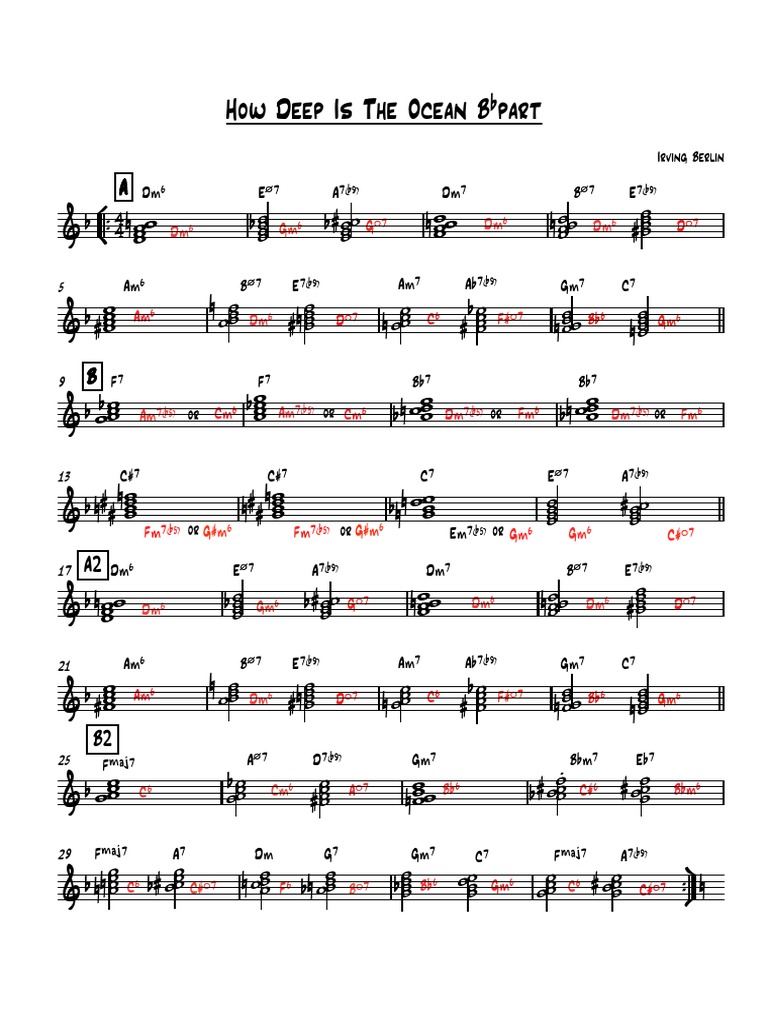 How Deep Is The Ocean BB Voicings | PDF | Musical Scales | Melody