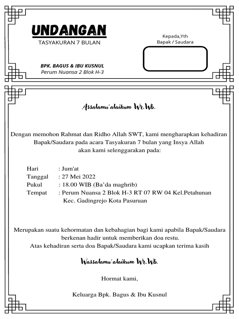 Undangan: Assalamu'alaikum WR - WB | PDF