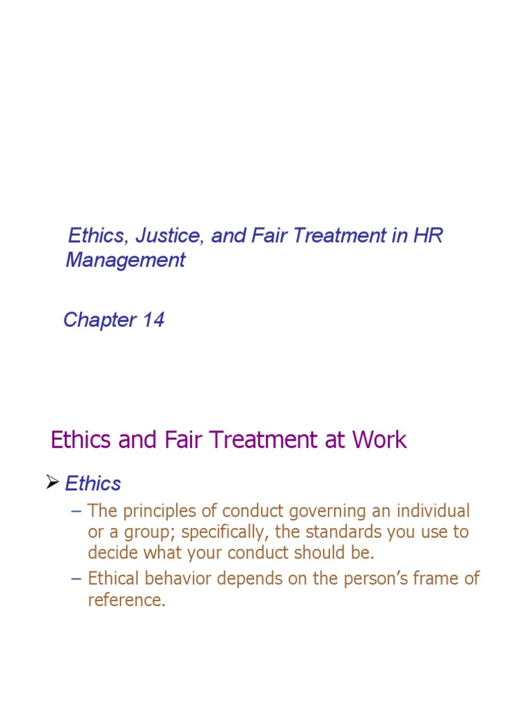 Ethic in HRM | PDF | Employment | Justice