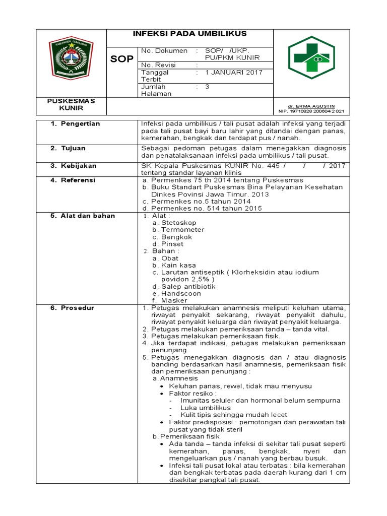 Sop Infeksi Pada Umbilikus | PDF | Kesehatan Holistik | Sains & Matematika