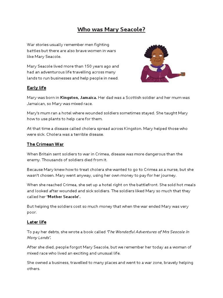 Who Was Mary Seacole?: Early Life | PDF