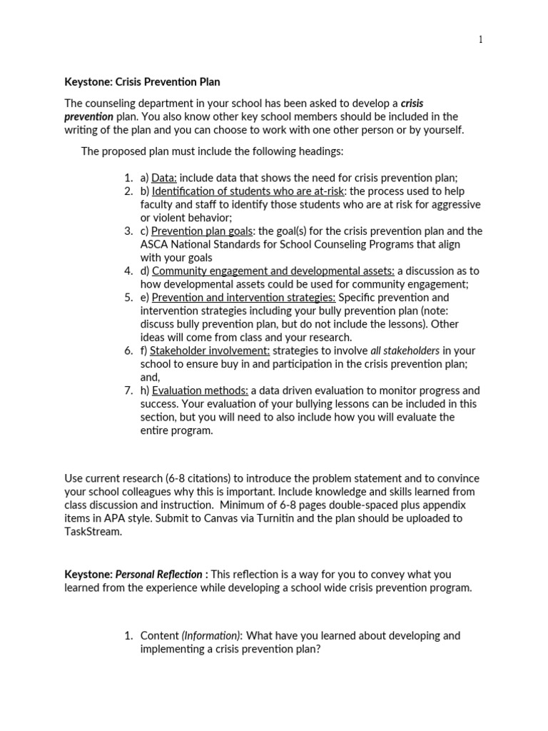 Crisis Prevention Plan | PDF | Bullying | School Counselor