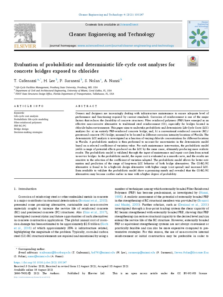 Bridge Life Cycle Cost Analyses | PDF | Concrete | Reinforced Concrete