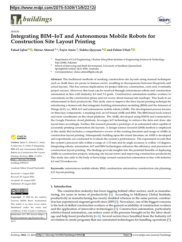 Integrating BIM-IoT and Autonomous Mobile Robots For Construction Site ...