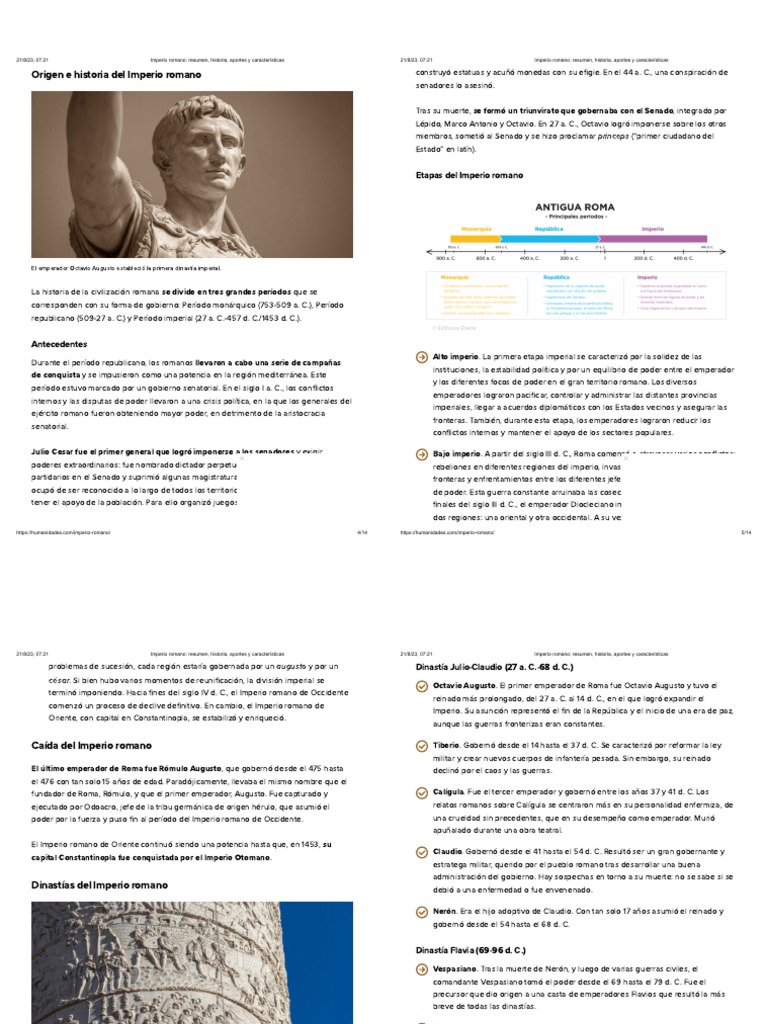 Imperio Romano - Resumen, Historia, Aportes y Características | PDF ...