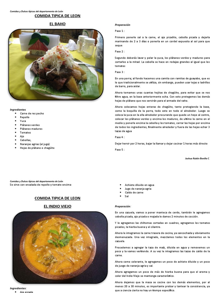 Comidas y dulces típicos de León | PDF | Cilantro | Alimentos