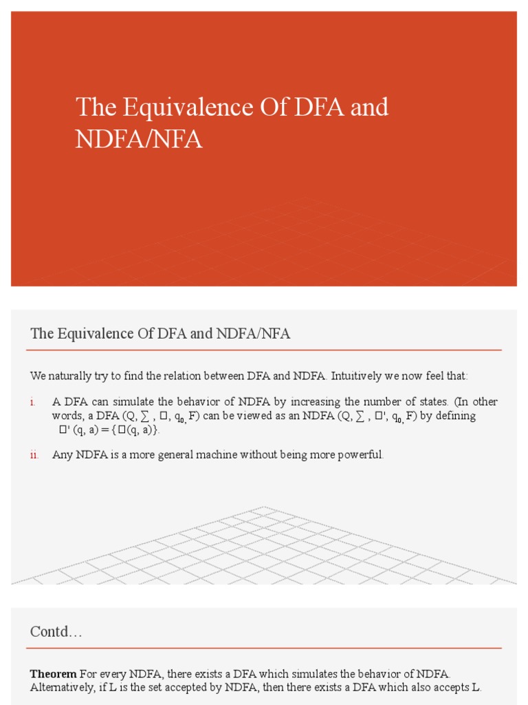 The Equivalence of DFA and NDFA | PDF | Mathematics | Theory Of Computation The Equivalence of DFA and NDFA | PDF | Mathematics | Theory Of Computation