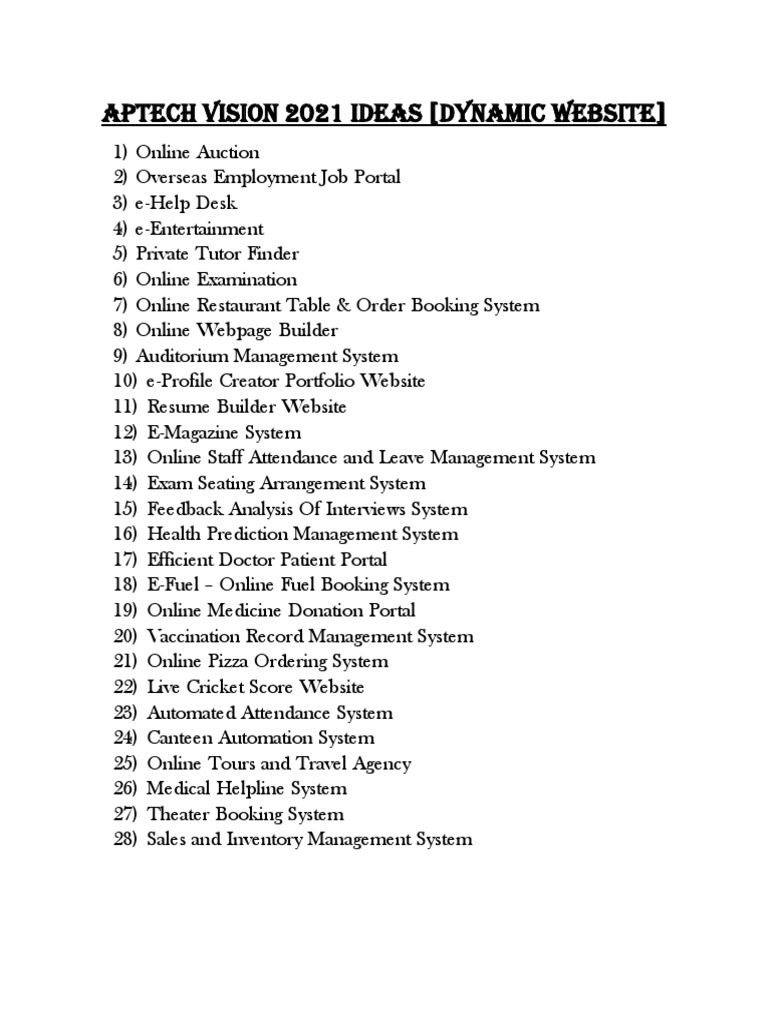 Aptech Vision Ideas (Dynamic Website) | PDF
