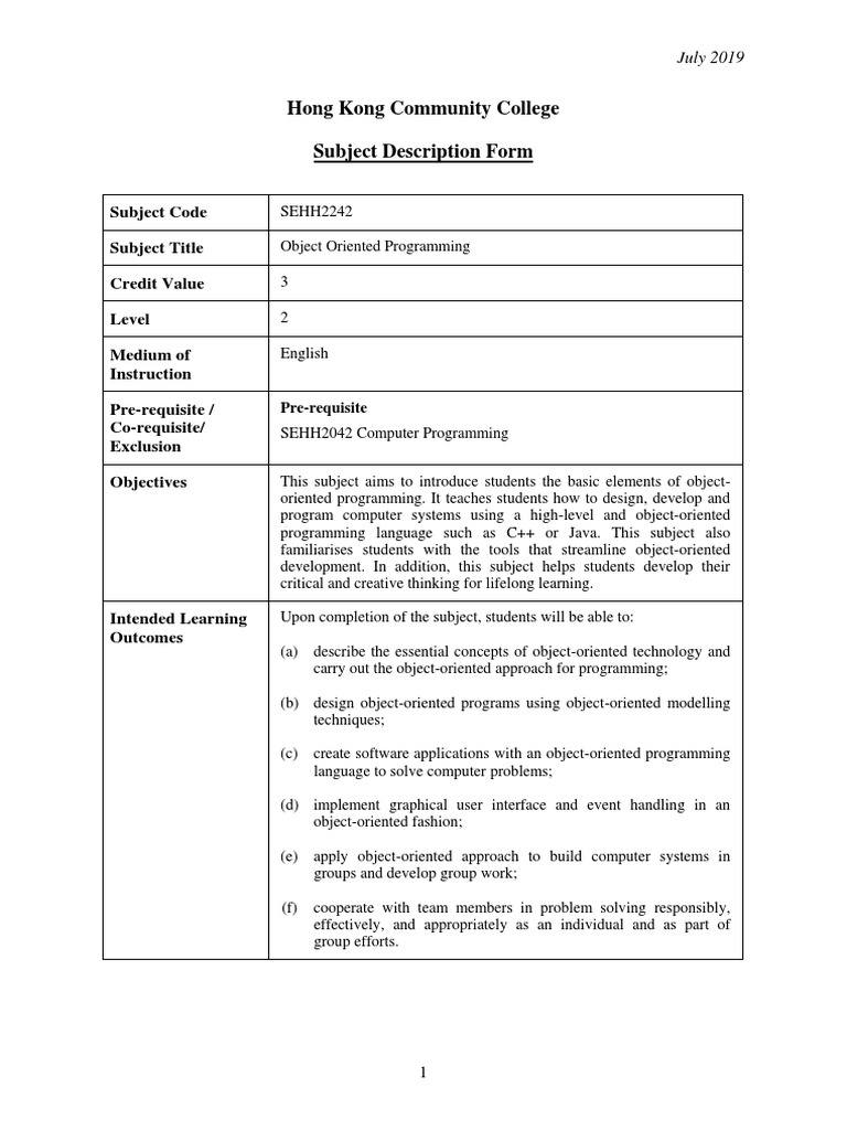 Sehh2242 Oop | PDF | Object Oriented Programming | Class (Computer ... Sehh2242 Oop | PDF | Object Oriented Programming | Class (Computer ...