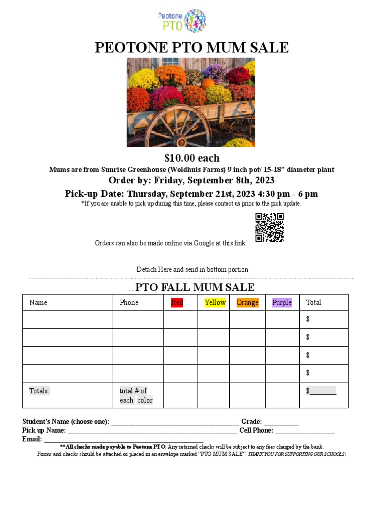 Peotone PTO Mum Sale Order Form | PDF