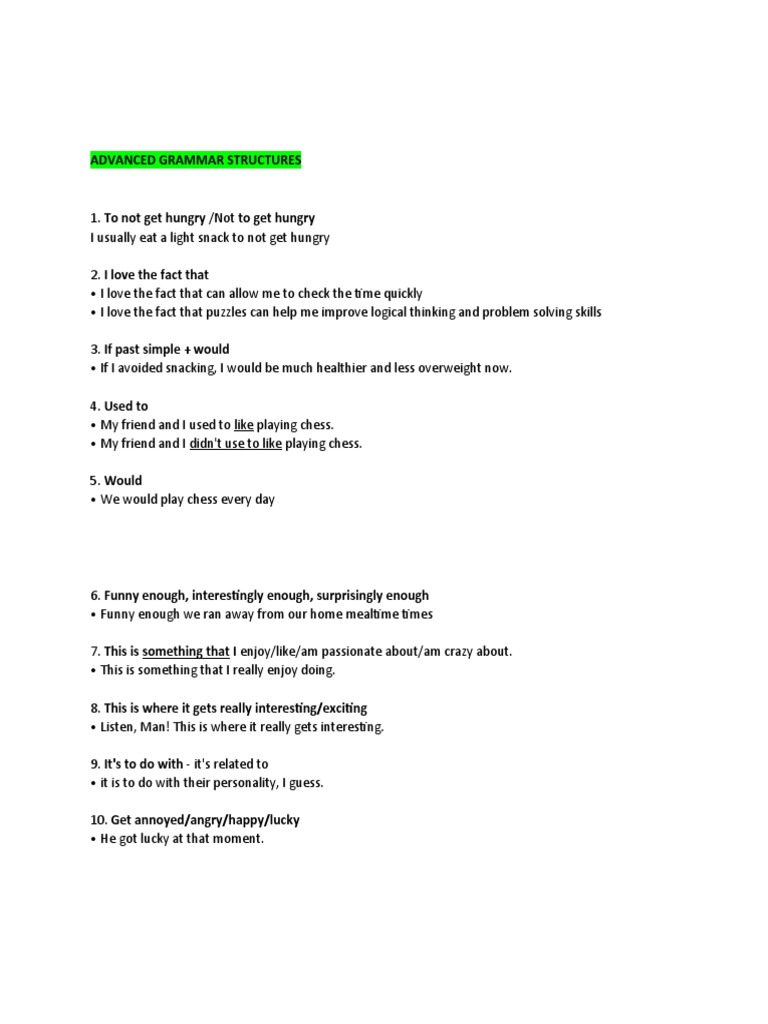 Advanced Grammar Structures. | PDF